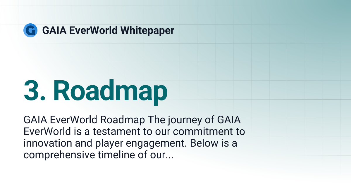 3. Roadmap | GAIA EverWorld Whitepaper
